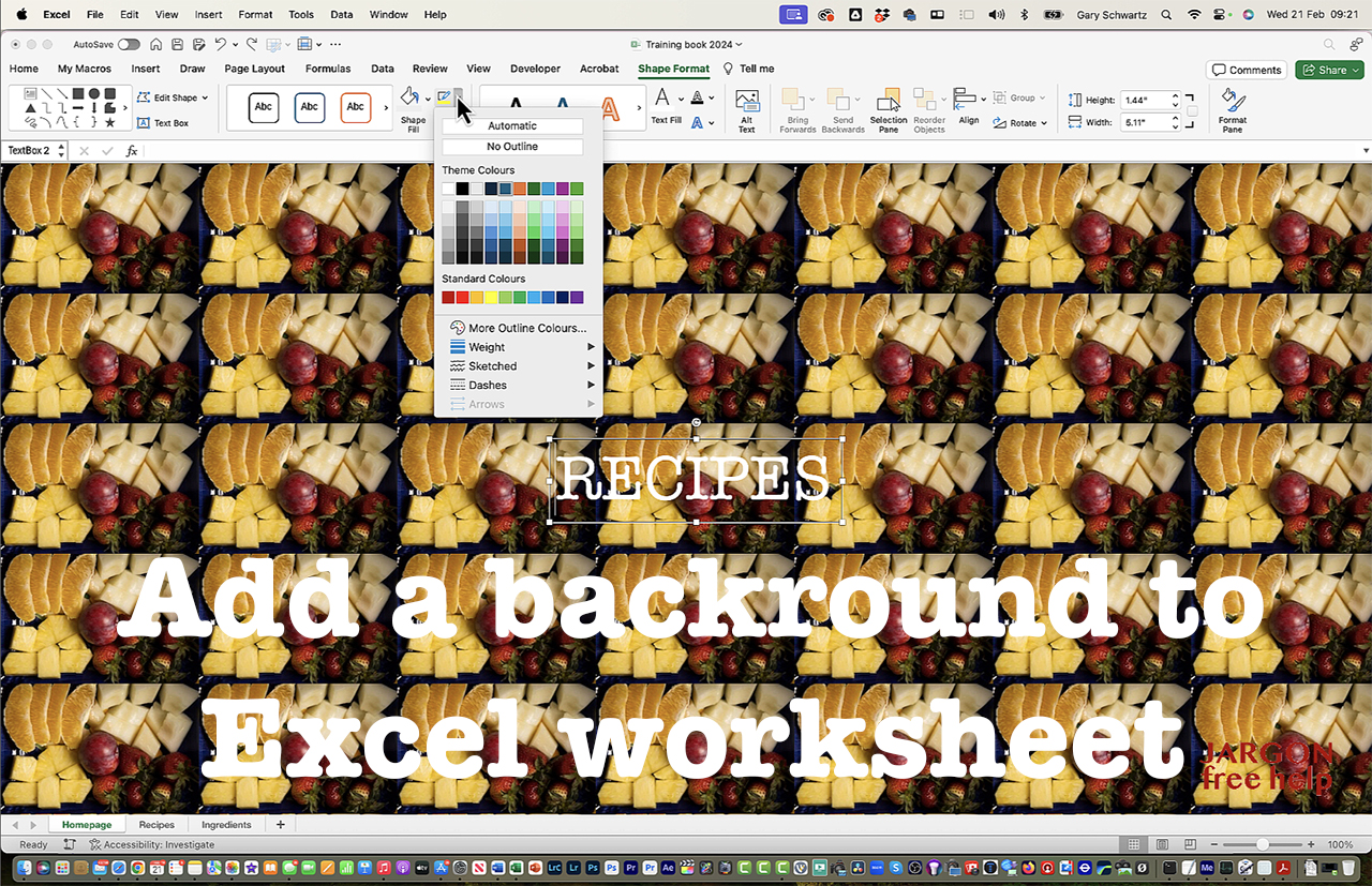 Add a Background to Your Excel Worksheet | Gary Schwartz's Blog